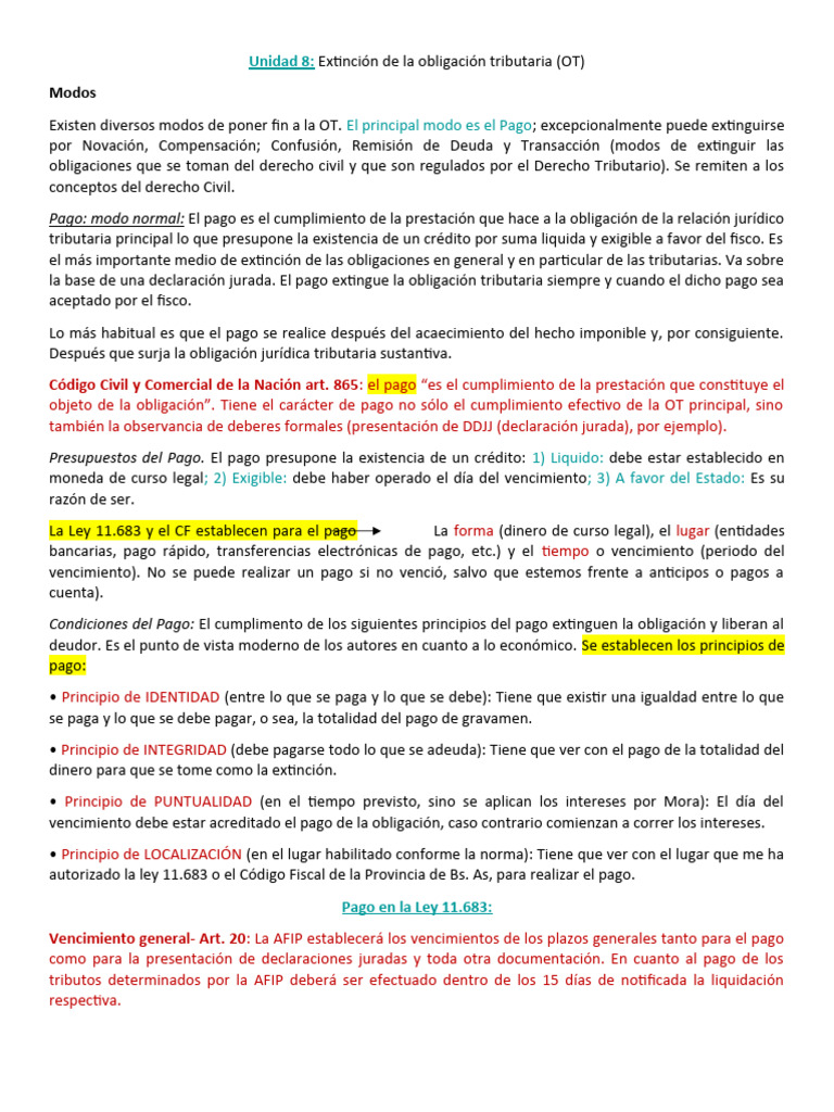 Unidad 8 (Resumen Completo) | PDF | Estatuto de limitaciones | Pagos