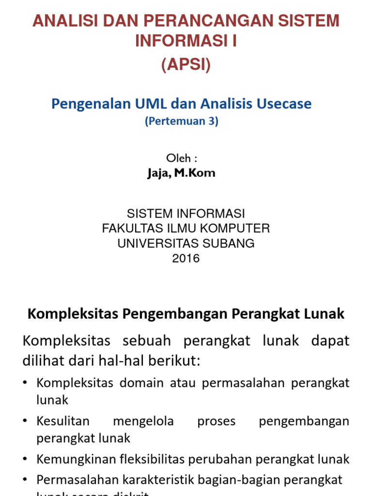 APSI Pertemuan 3 Pengenalan UML Dan Analisis Usecase | PDF | Seni | Teknologi & Rekayasa