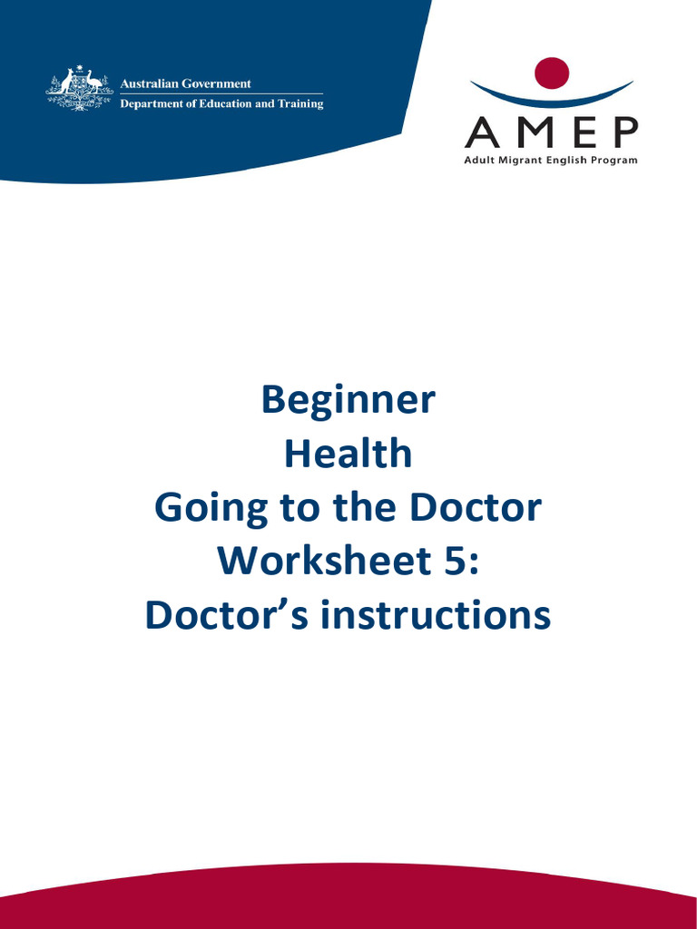 Beginner Health Going To The Doctor Worksheet 5 Doctors Instructions ...