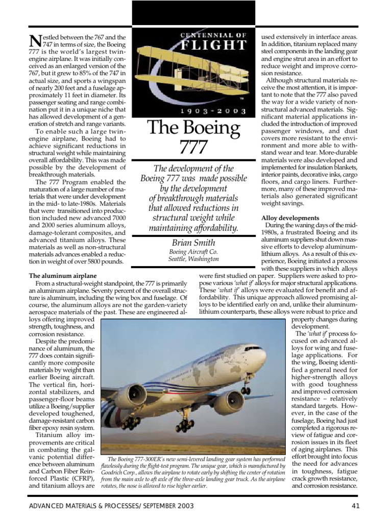 Boeing 777 Materials | PDF | Titanium | Composite Material
