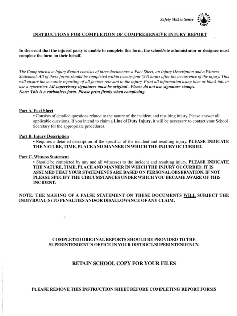 NYC DOE Comprehensive Injury Report Guide | PDF