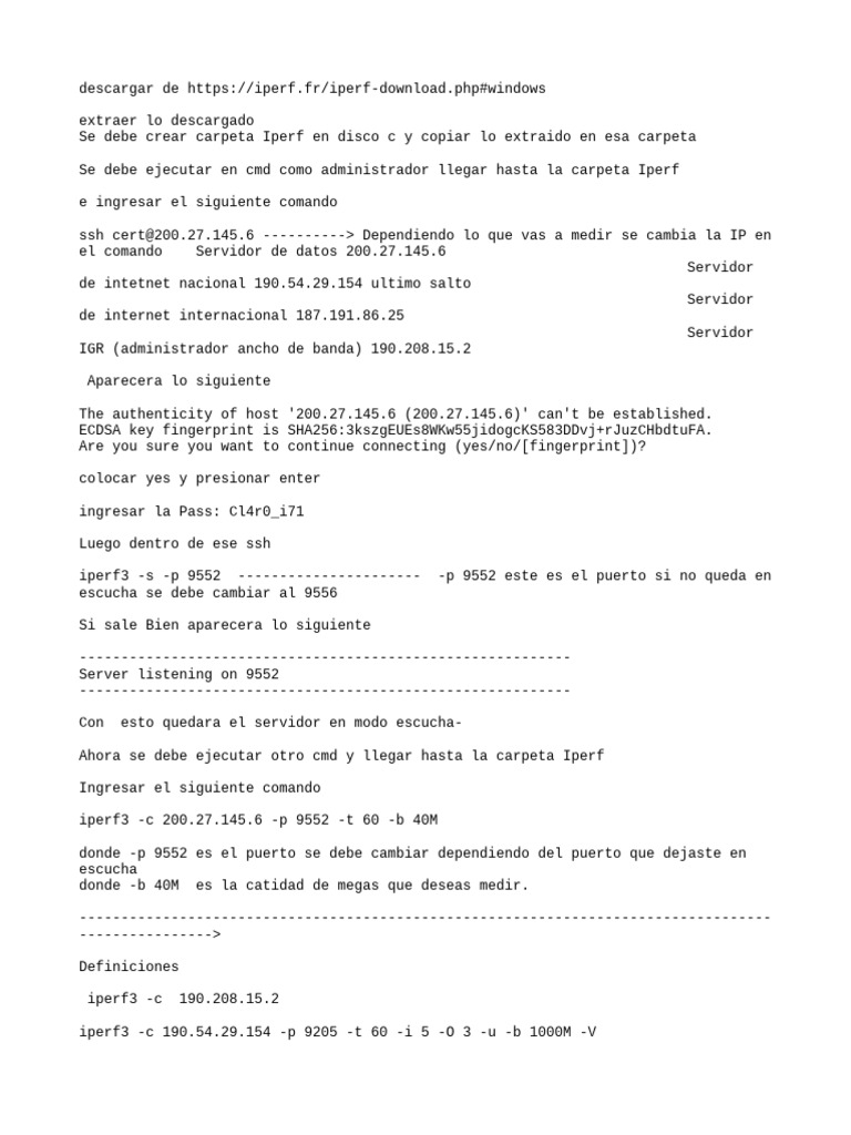 Guía para usar Iperf en Windows | PDF