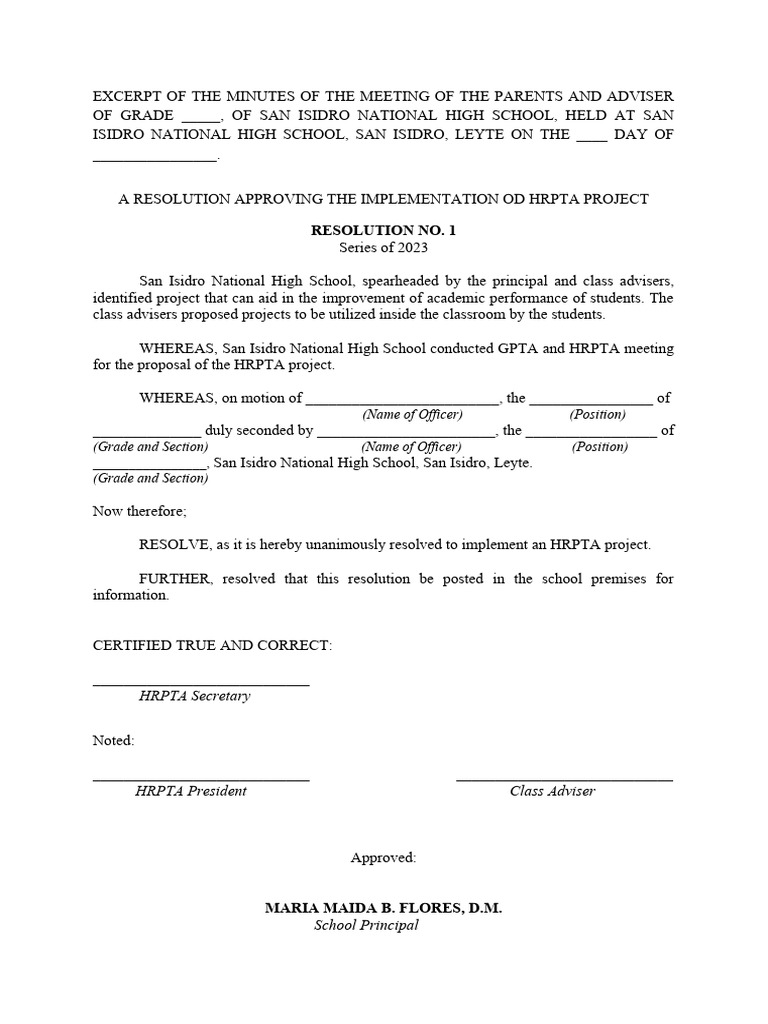 San Isidro HS HRPTA Project 2023 | PDF | Career & Growth | Social Science