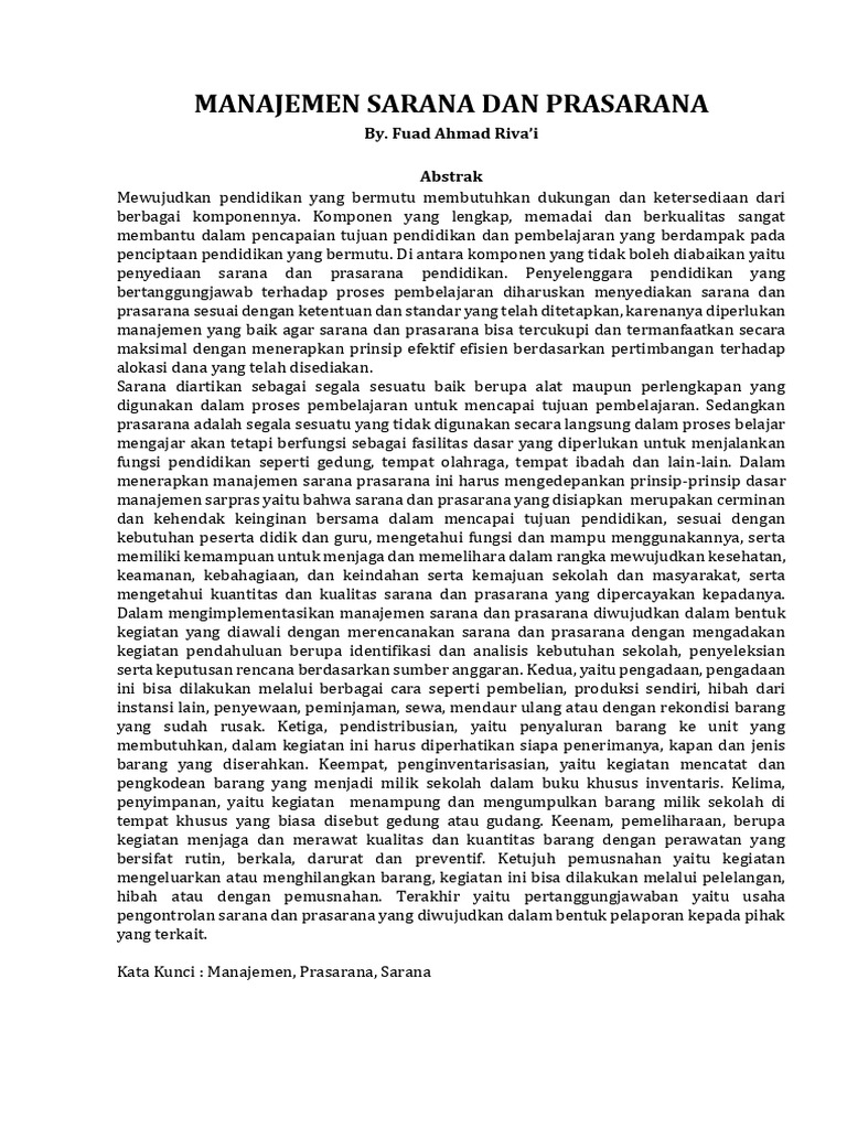Manajemen Sarpras (Fuad Ahmad Rivai) | PDF