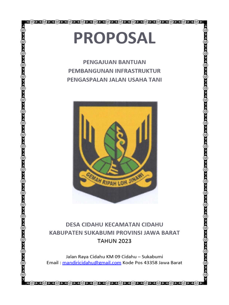 Proposal Jalan Desa Cidahu Pdf