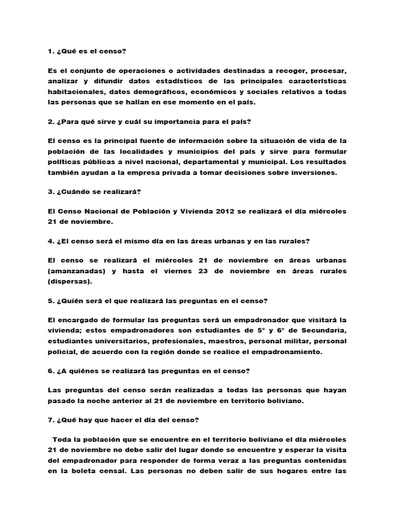45 Preguntas Sobre El Censo | PDF | Censo | Residuos