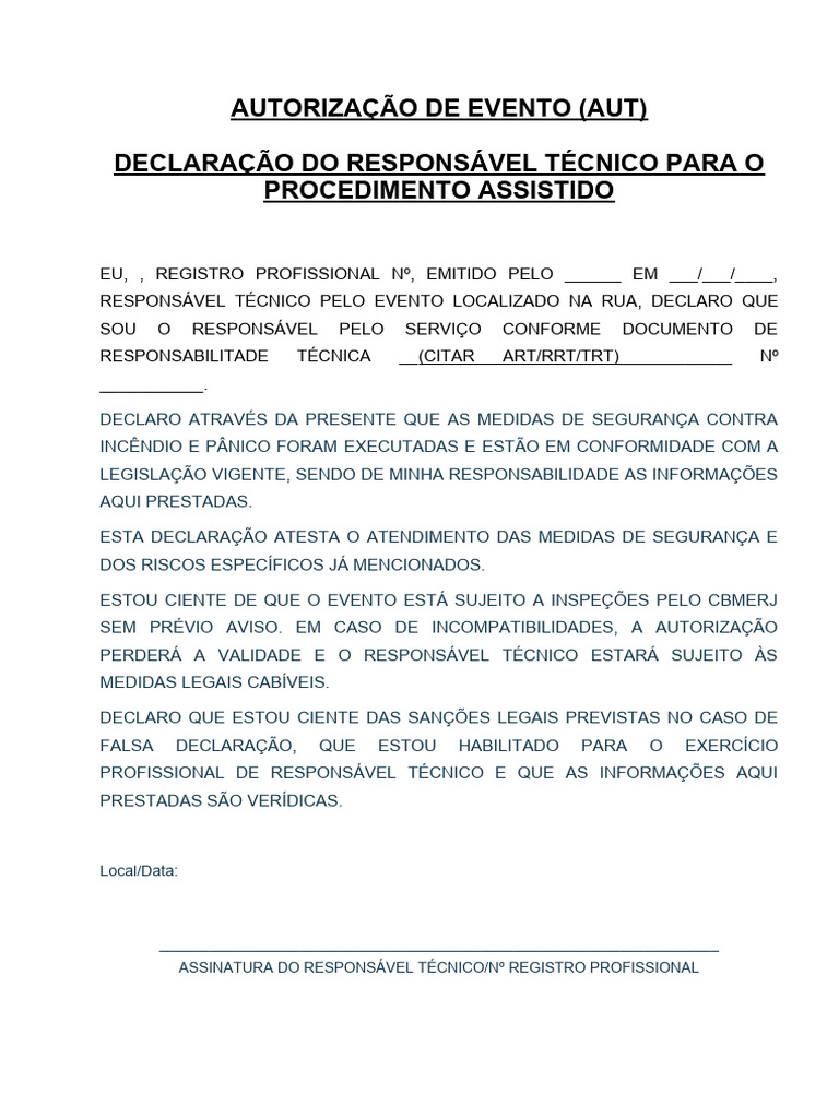 Aut-Declaracao Do responsavel+tecnico-MODELO 1611771039 | PDF Aut-Declaracao Do responsavel+tecnico-MODELO 1611771039 | PDF