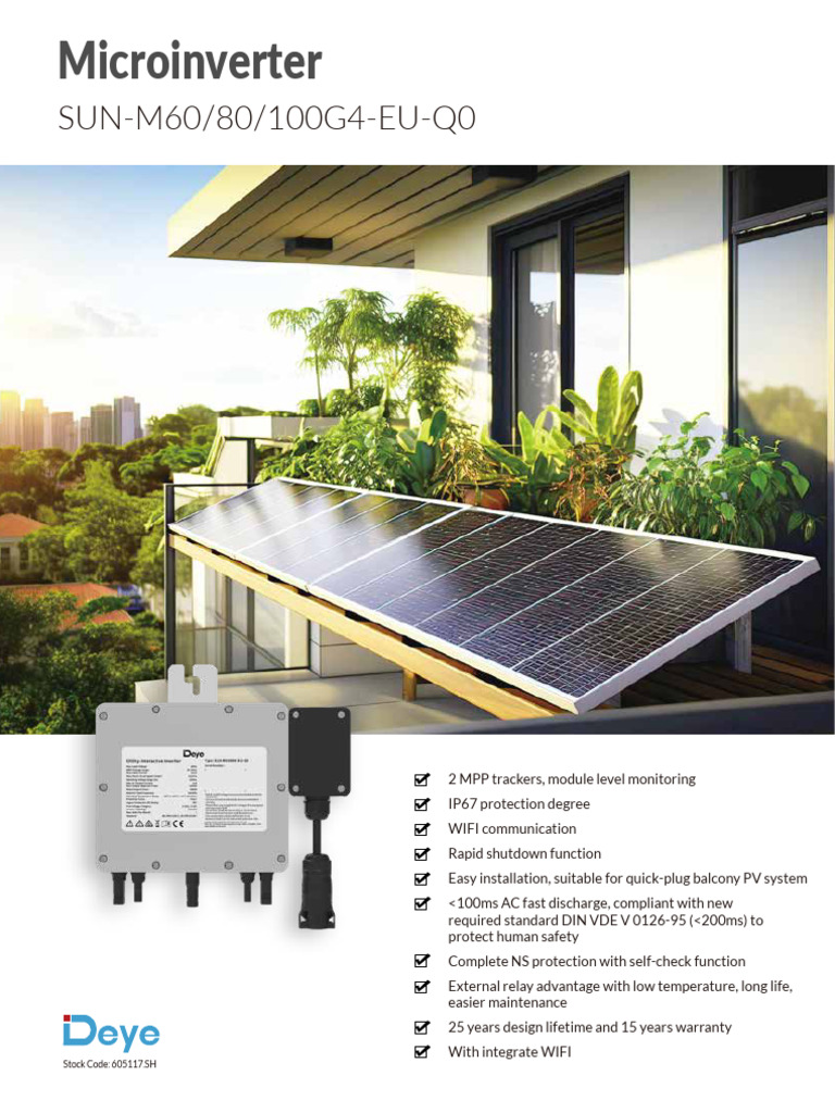 Deye SUN-M Series Microinverter Specs | PDF | Power Supply | Power ...