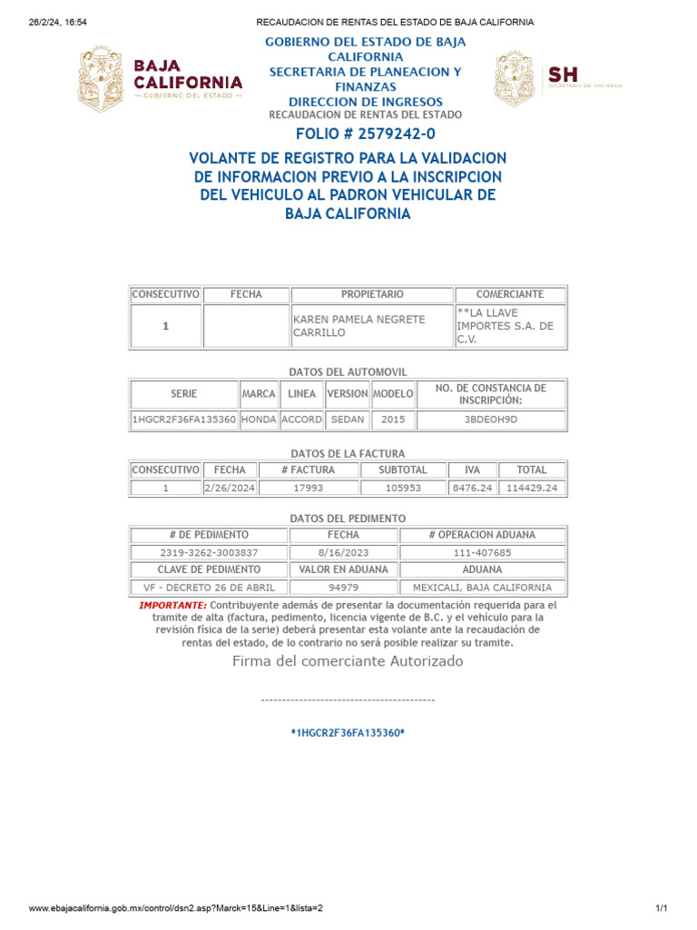 Constancia De Validación Vehicular – QBUH