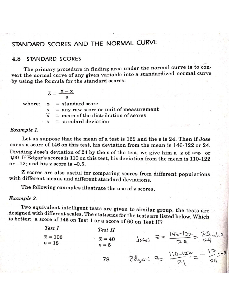 5 STD Scores Normal Curve | PDF