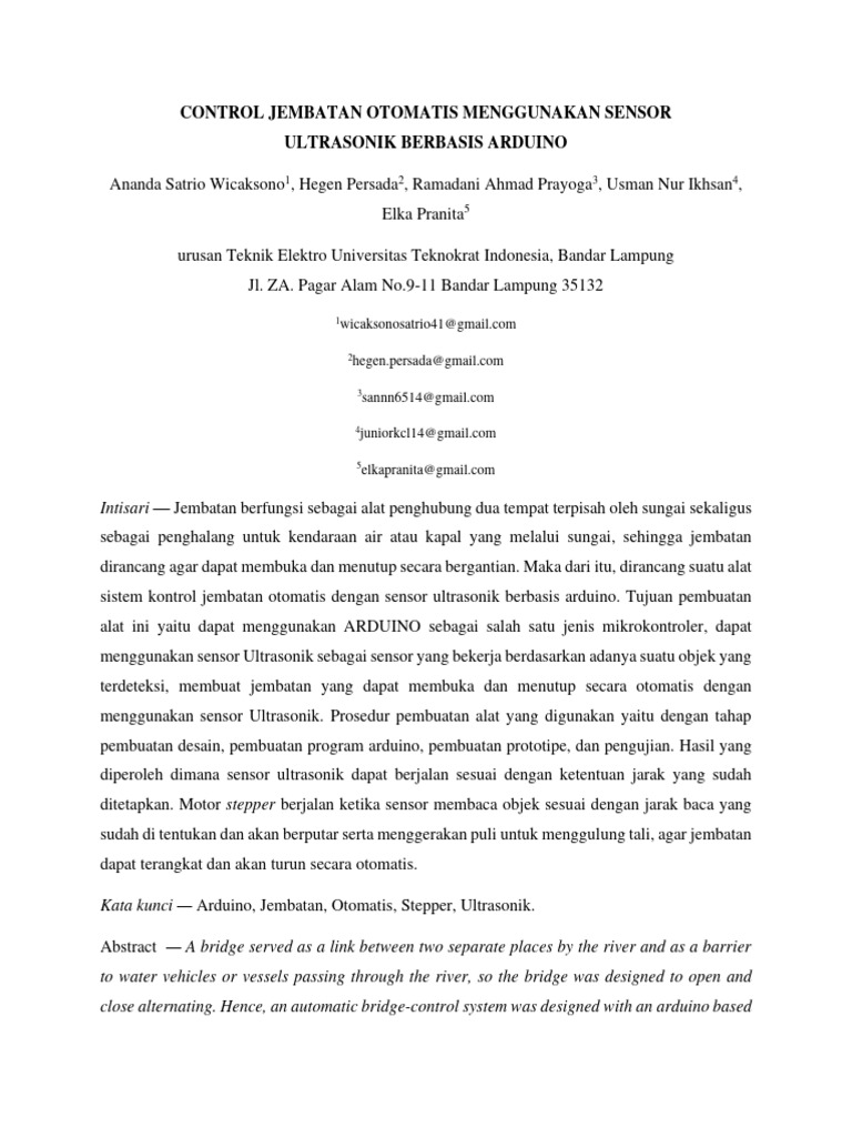 Jurnal Control Jembatan Otomatis Menggunakan Sensor Ultrasonik Berbasis ...