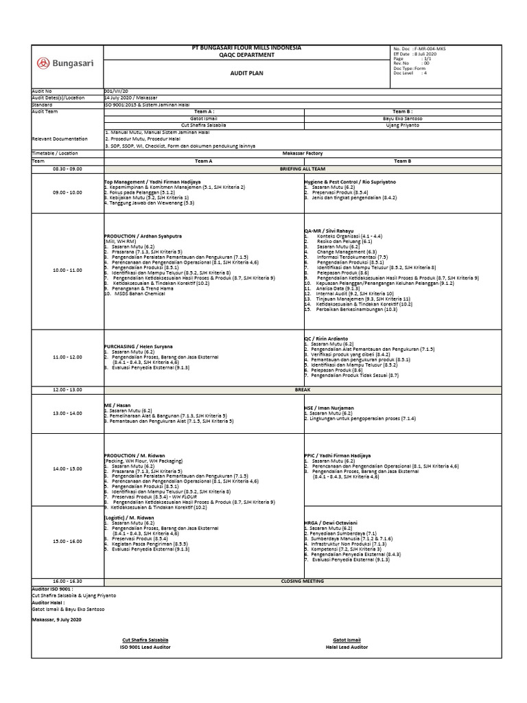 F MR 004 Mks Audit Plan | PDF