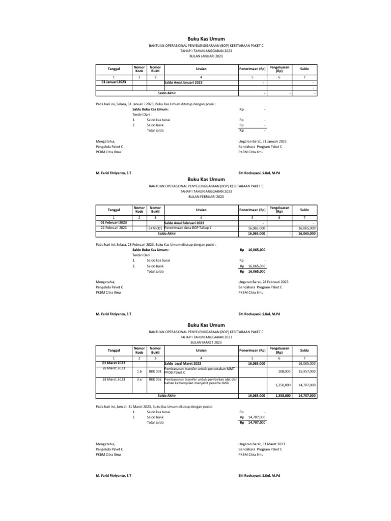 Contoh Bku, BKT, Bukubank, Buku Pajak | PDF