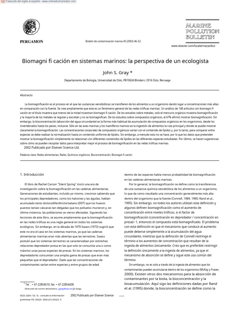 Biomagnificación en Sistemas Marinos - Español | PDF | Bifenilo ...