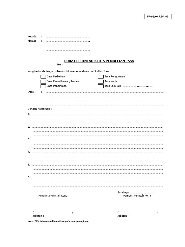 Contoh Surat Perintah Kerja | PDF