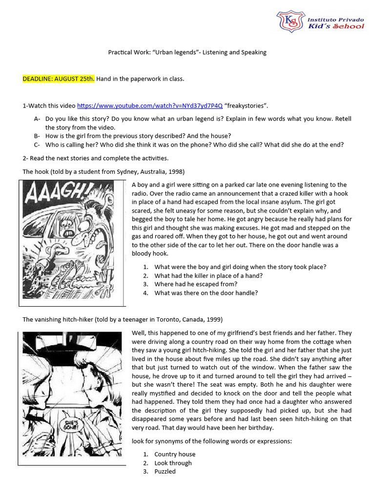 Urban Legends Practical Work | PDF | Mystery, Thriller & Crime Fiction