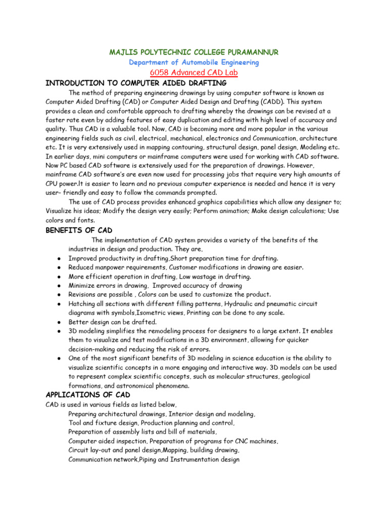 S6 AU Advanced Cad Lab Edited | PDF | Computer Aided Design | Window (Computing)