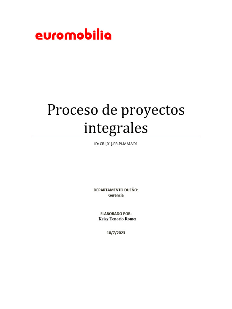 Procedimiento de Proyectos Integrales | PDF | Calidad (comercial)