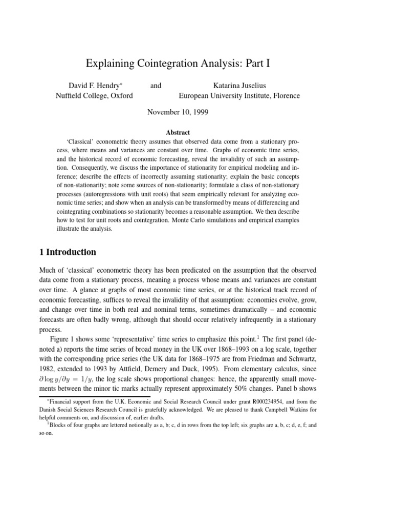 Explaining Cointegration Analysis - Part I | PDF | Stationary Process ...