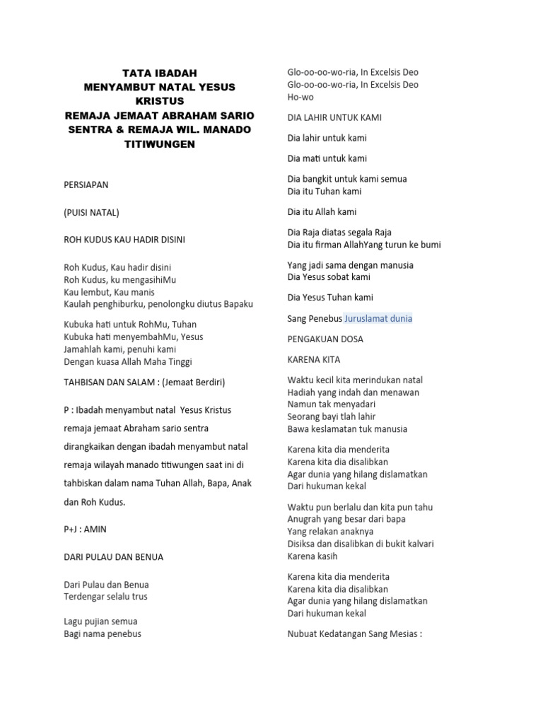 TATA IBADAH Natal Remaja JASS | PDF