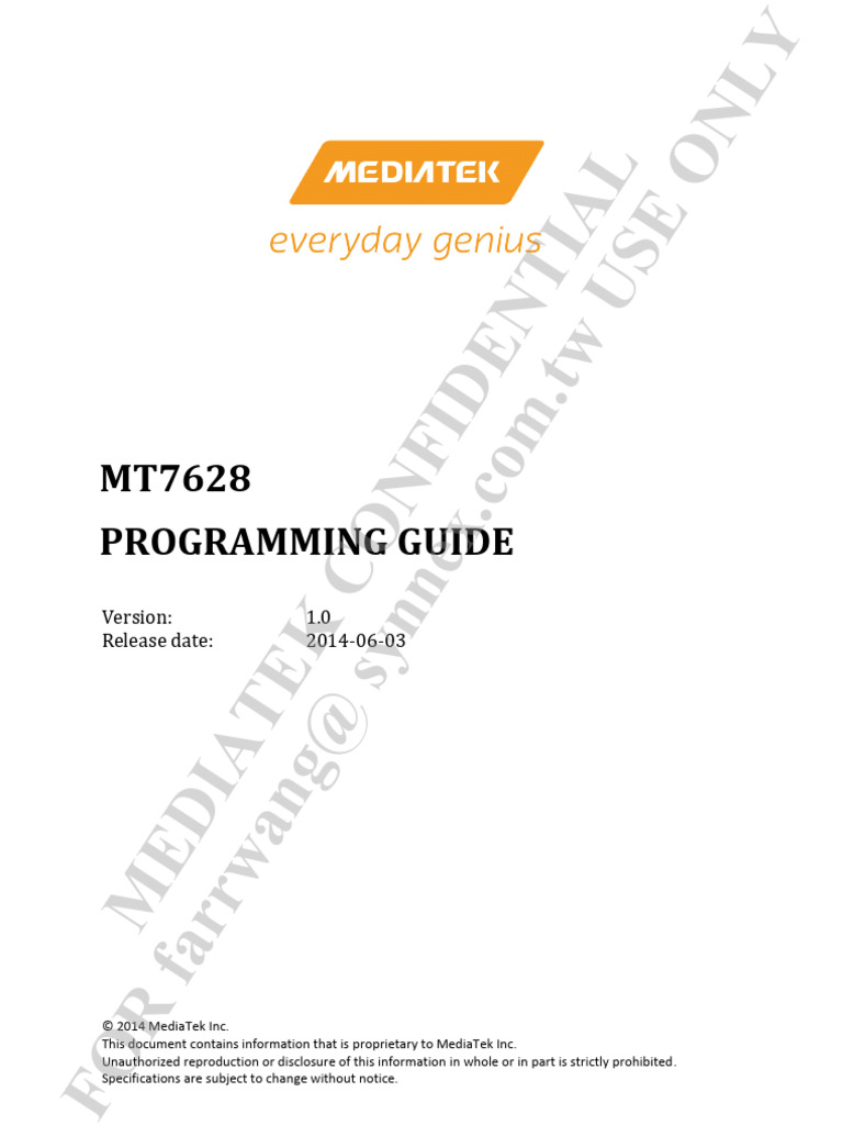 MT7628 ProgrammingGuide 20140428 (E2) | PDF | Integrated Circuit | Computer Engineering