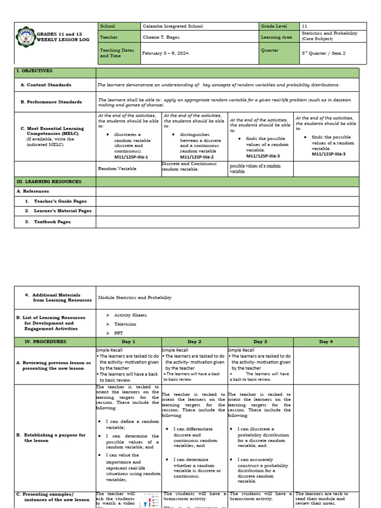 WLP Statistics&Probability Feb 5 9 2024 | PDF | Probability ...
