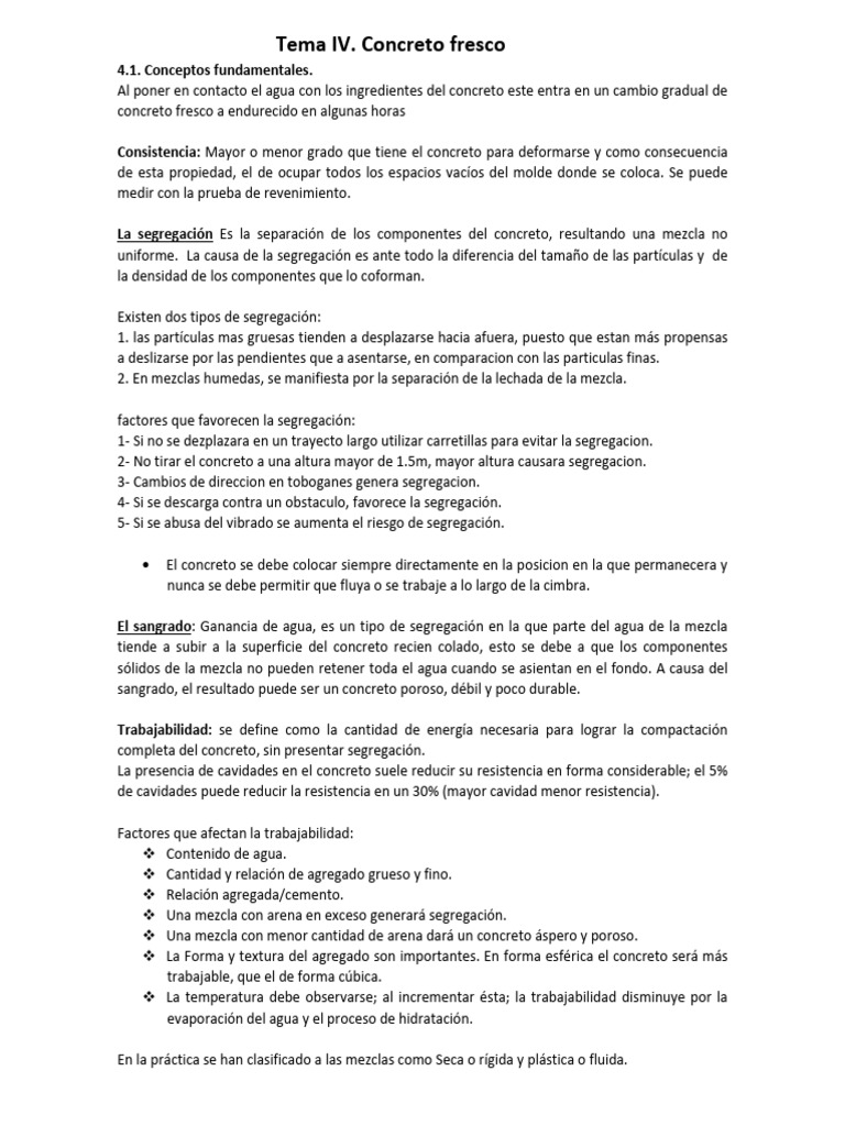 Acordeon TEMA IV TEC - CONC | PDF | Hormigón | Ingeniero civil