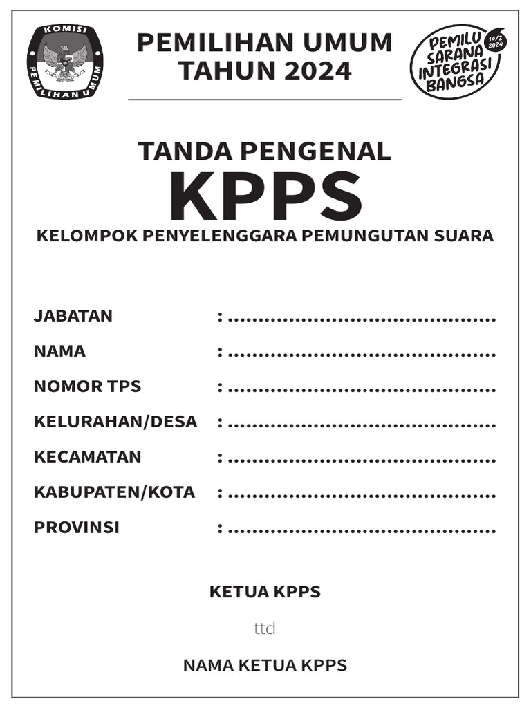 Tanda Pengenal KPPS DN Dengan TTD | PDF