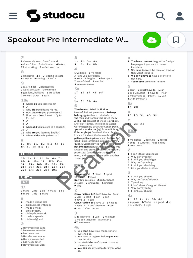 Speakout Pre Intermediate | Download Free PDF | Sherlock Holmes | Arthur Conan Doyle Characters