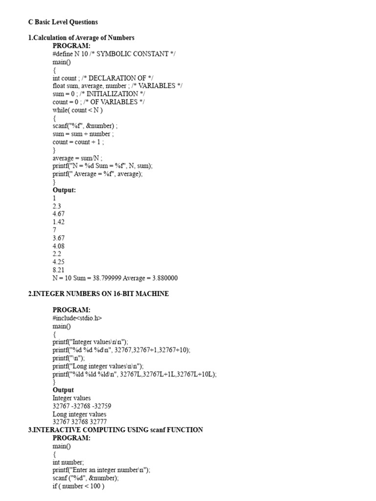 Basic Level in C-1 | PDF