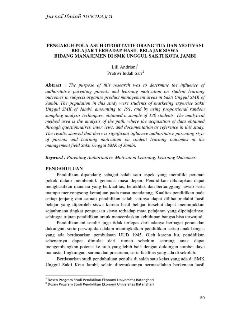 ID Pengaruh Pola Asuh Otoritatif Orang Tua | PDF