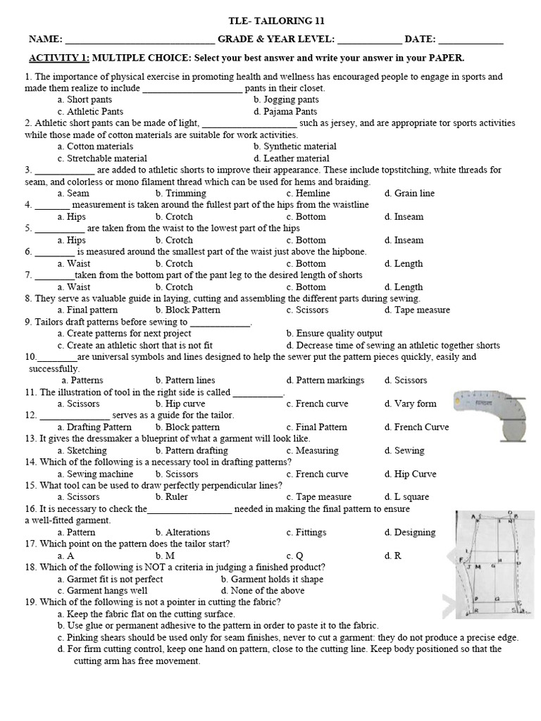 Quiz No. 1 | PDF | Sewing | Seam (Sewing)