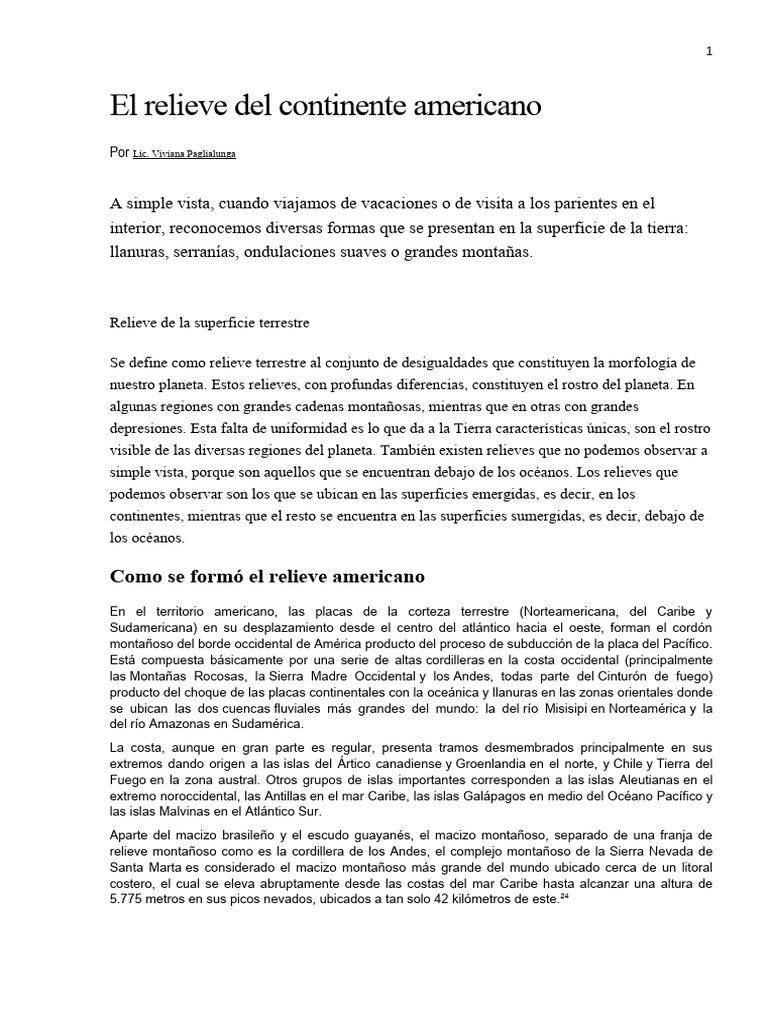 Relieve del Continente Americano: Formaciones y Características | PDF ...