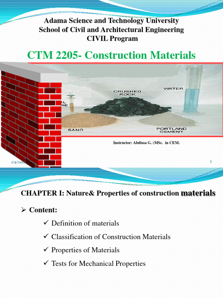 Chapter 1 Lecture Nature& Properties of Construction Materials | PDF | Deformation (Engineering ...