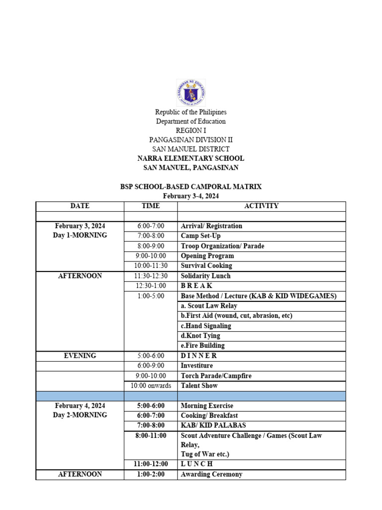 BSP - Narra Matrix 2024-Final | PDF