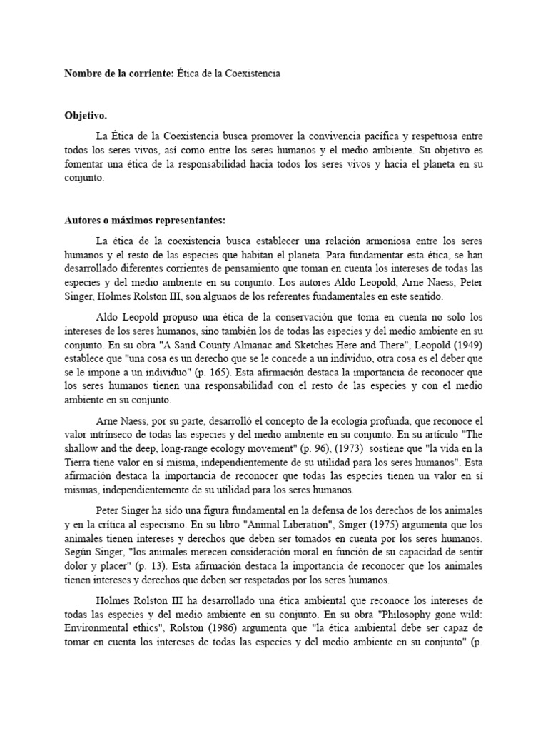 Ética de La Coexistencia | PDF | Entorno natural | Sustentabilidad
