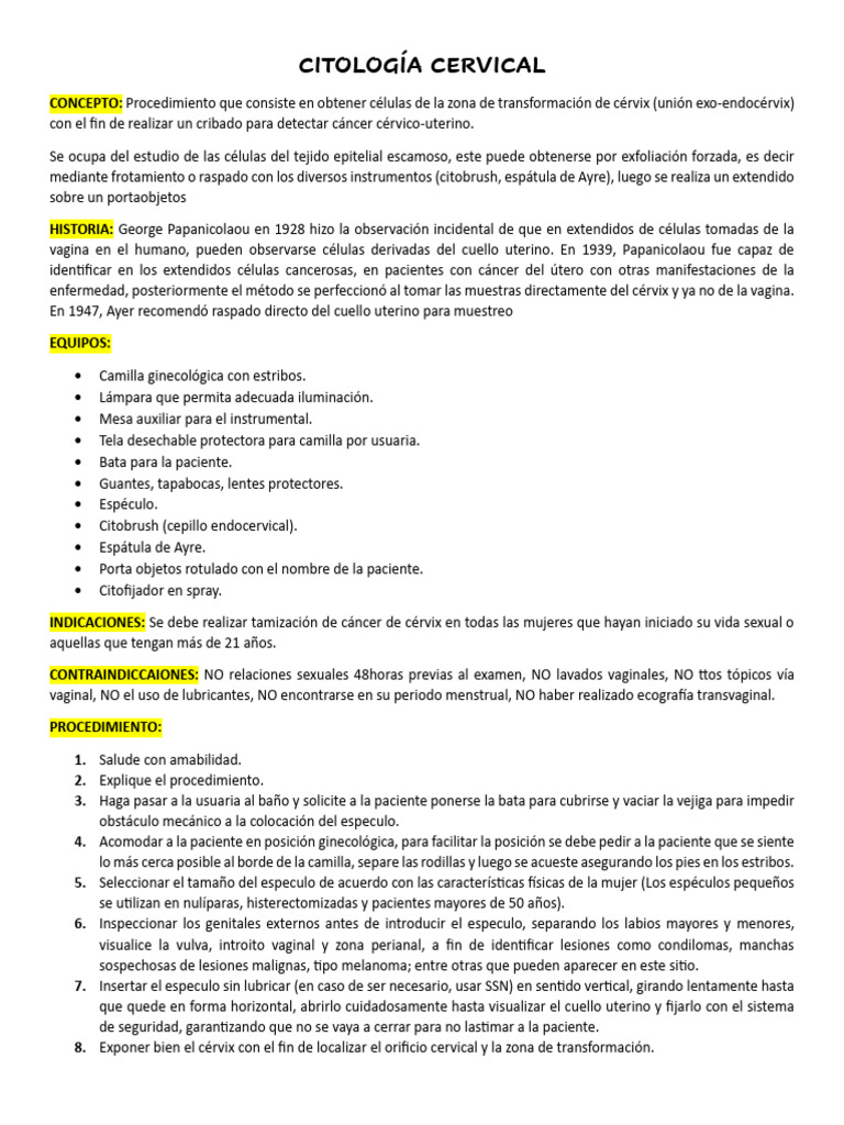 Citología Cervical | PDF | Especialidades Medicas | Medicina CLINICA