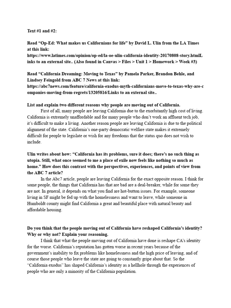 Reasons for California Exodus Explained | PDF | Cost Of Living ...