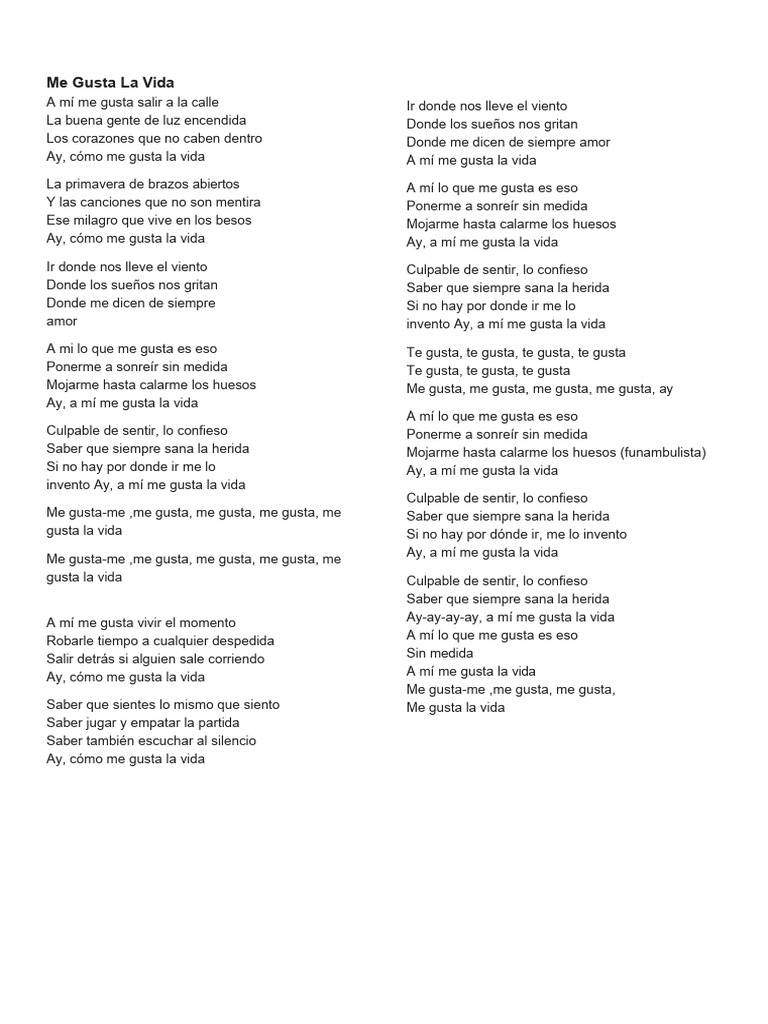 Música Me Gusta La Vida | PDF