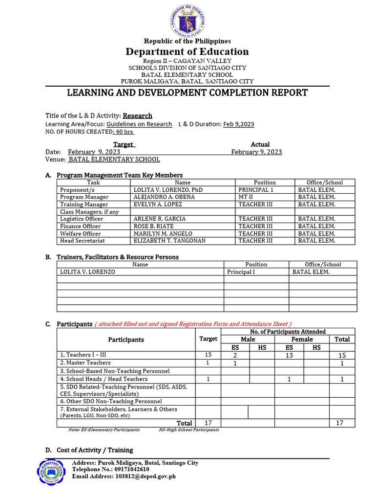 TERMINAL REPORT Education | PDF | Nutrition | Diet & Nutrition