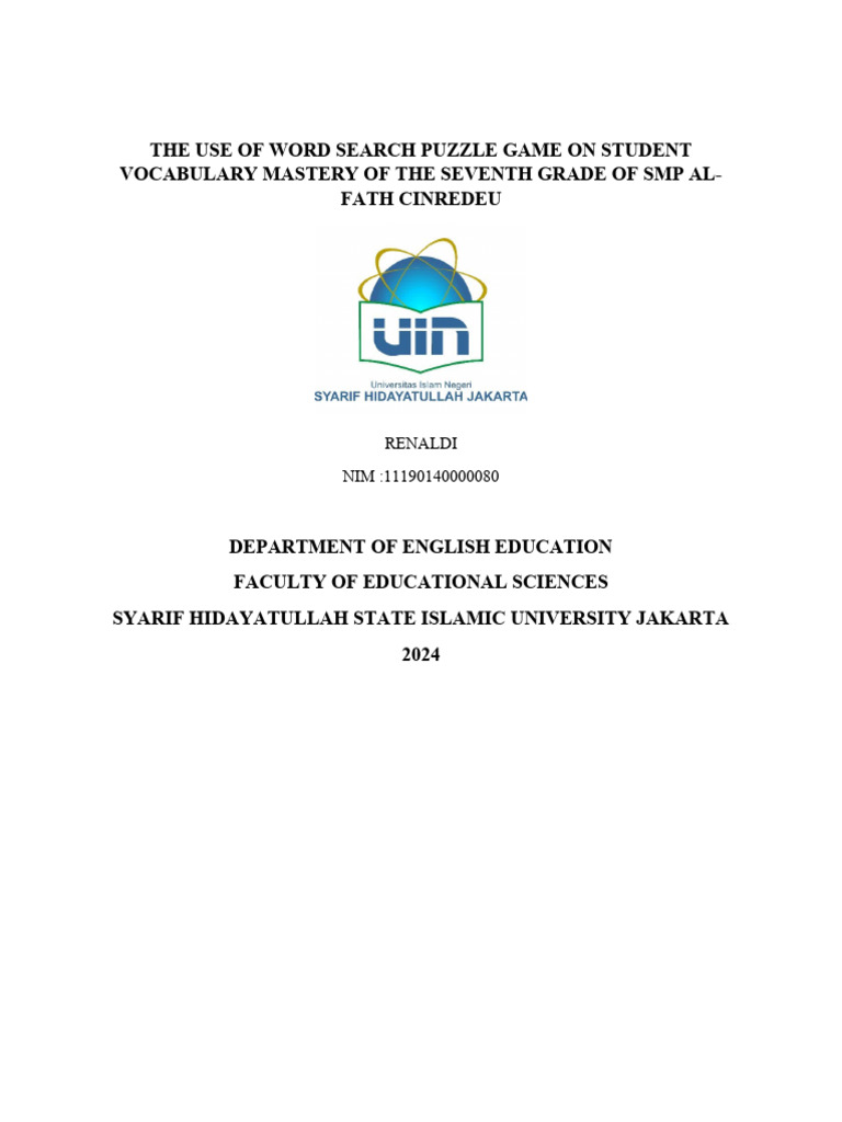 Research Proposal 01 Ubah | PDF | Word Search | Vocabulary