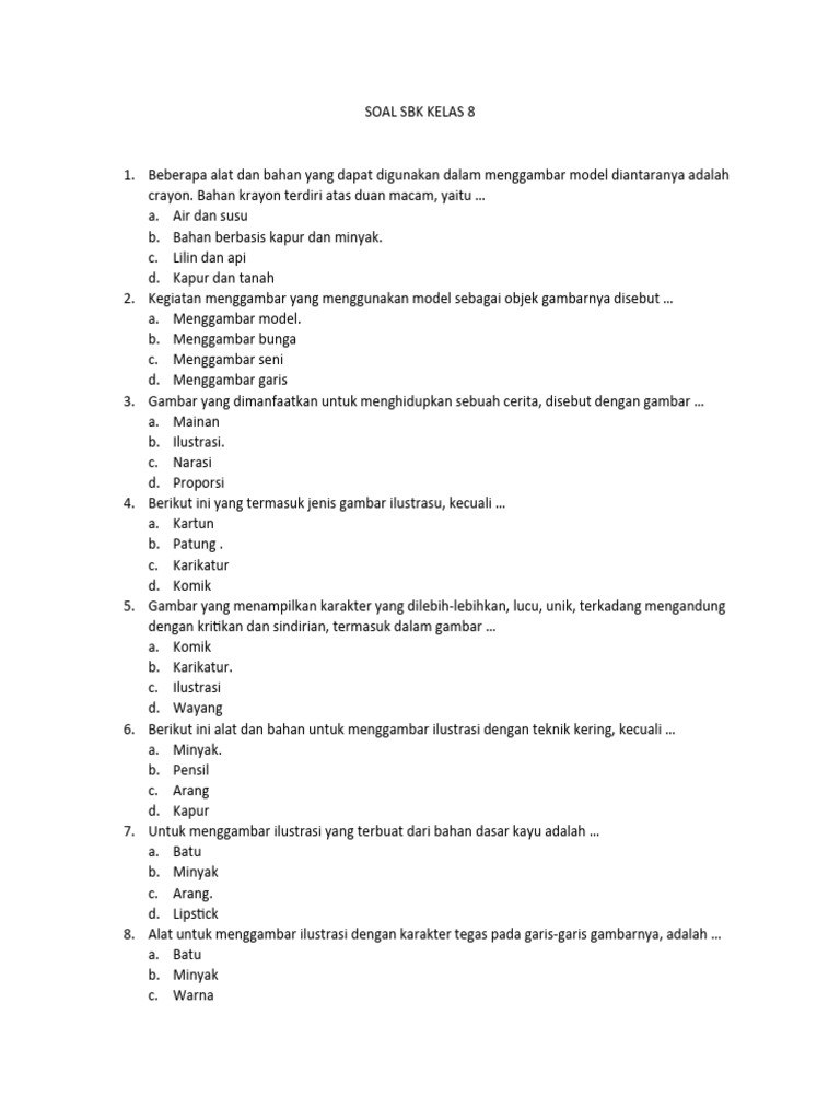Soal SBK Kelas 8 | PDF