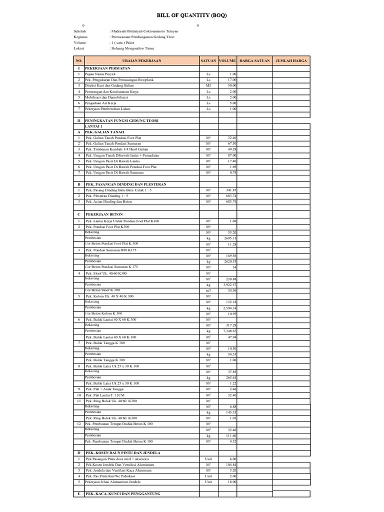 RAB Gedung Teori or Ruang Kelas Baru1 | PDF
