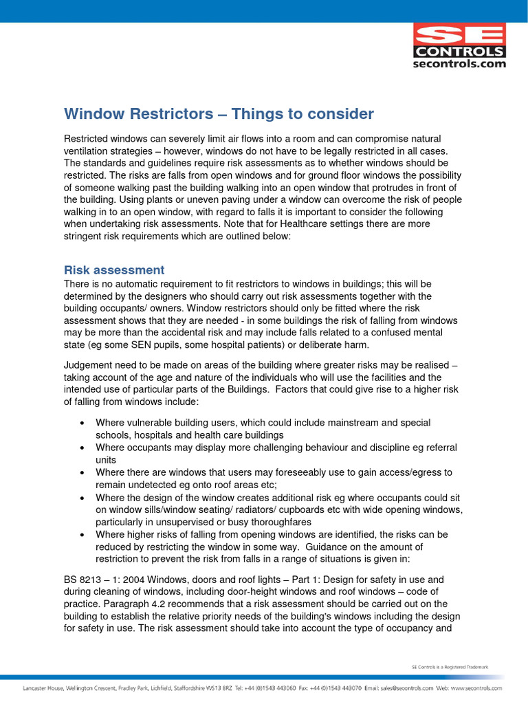 Window Restrictors | PDF | Risk | Safety