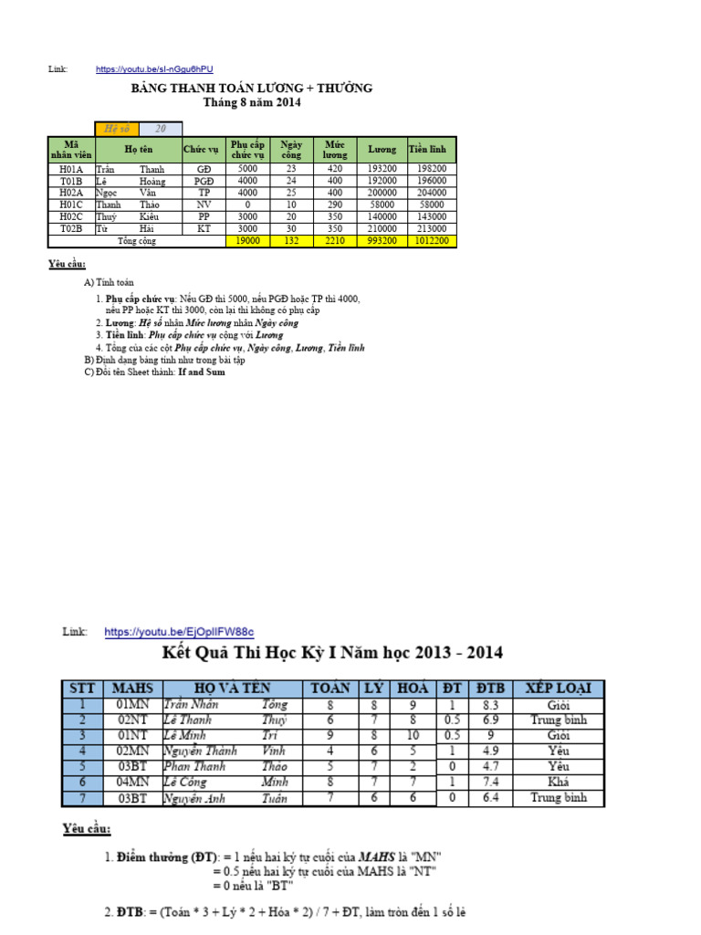 Bài Tập Exel KimNguyen | PDF