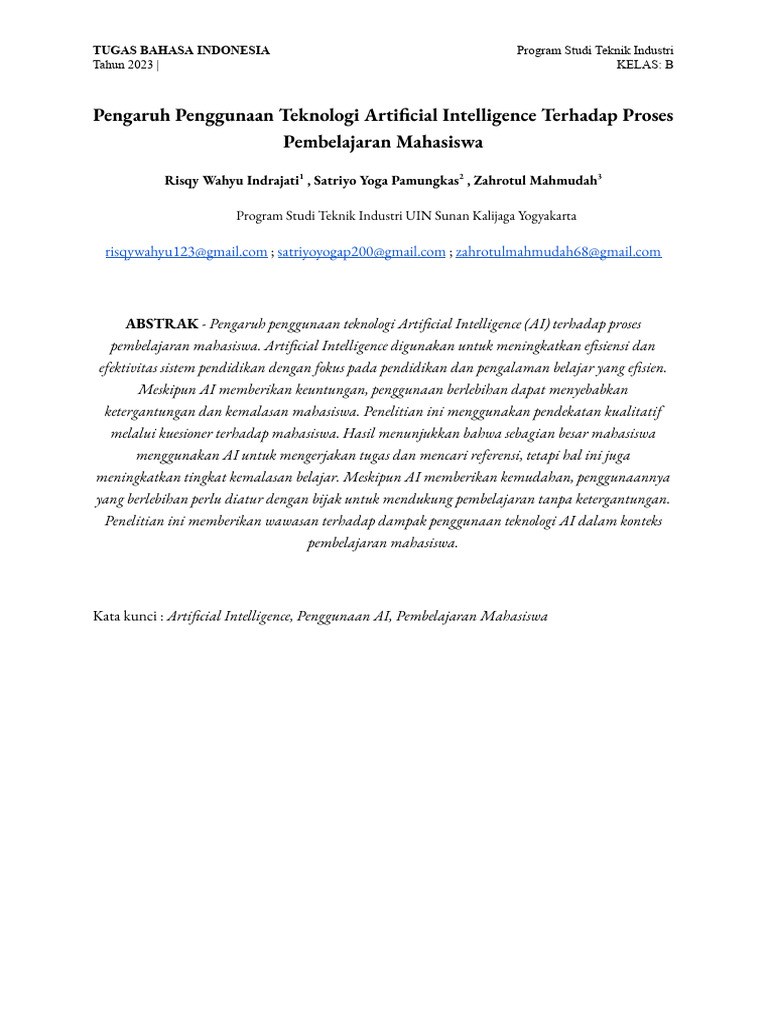 Rev Pengaruh Penggunaan Teknologi AI Terhadap Proses Pembelajaran ...