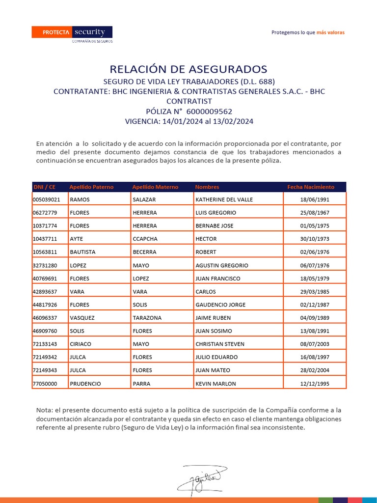 Constancia Vida Ley | PDF | Seguro | Riesgo financiero