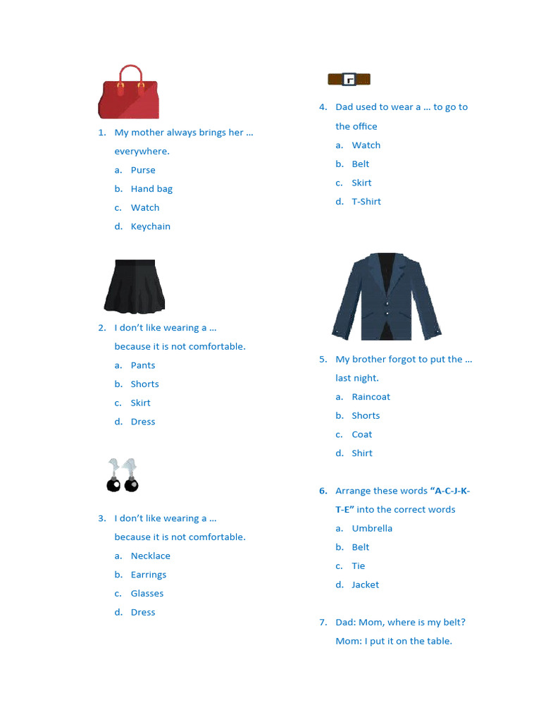 Materi Kelas 2 SD - Clothes | PDF | Trousers | Clothing