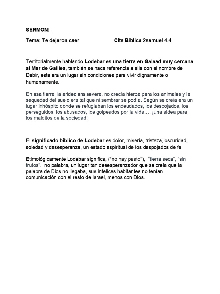 Lodebar: Tierra de Desesperanza Bíblica | PDF