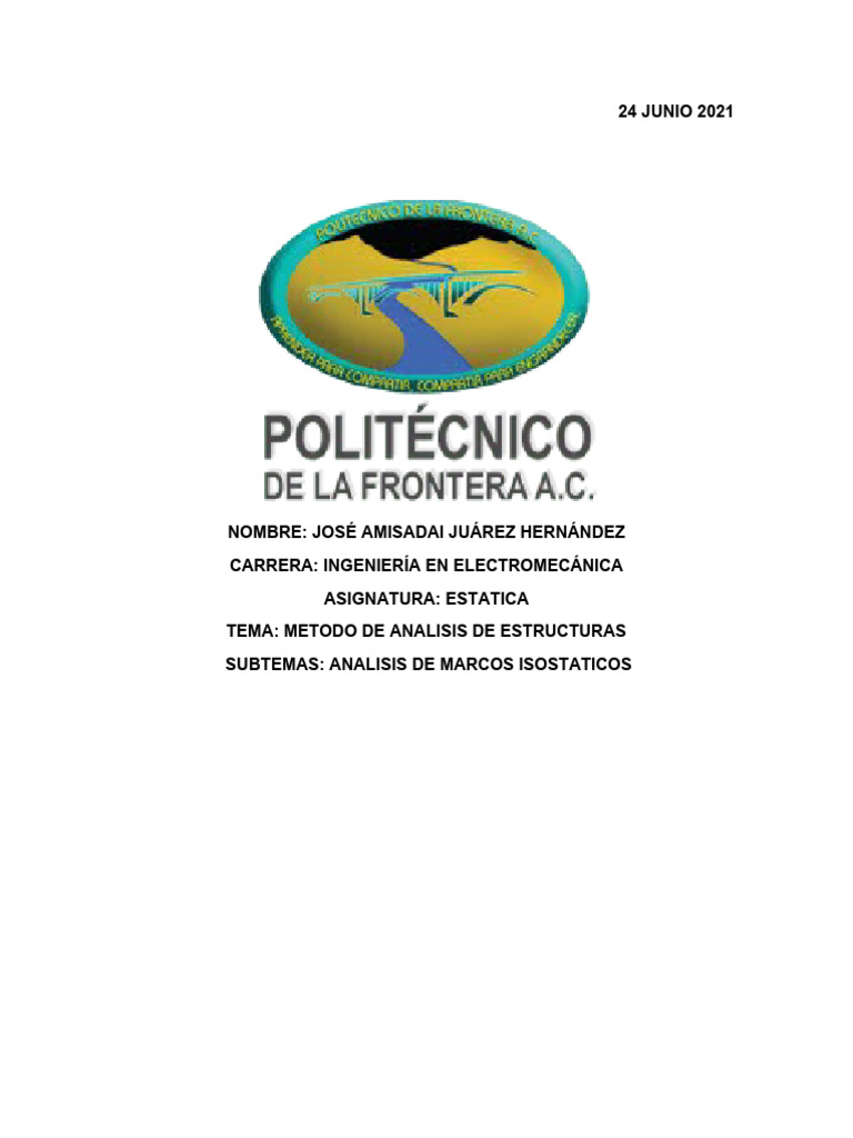Tarea 1 P2 3.3 Analisis de Marcos Isostaticos | PDF | Braguero | Viga ...